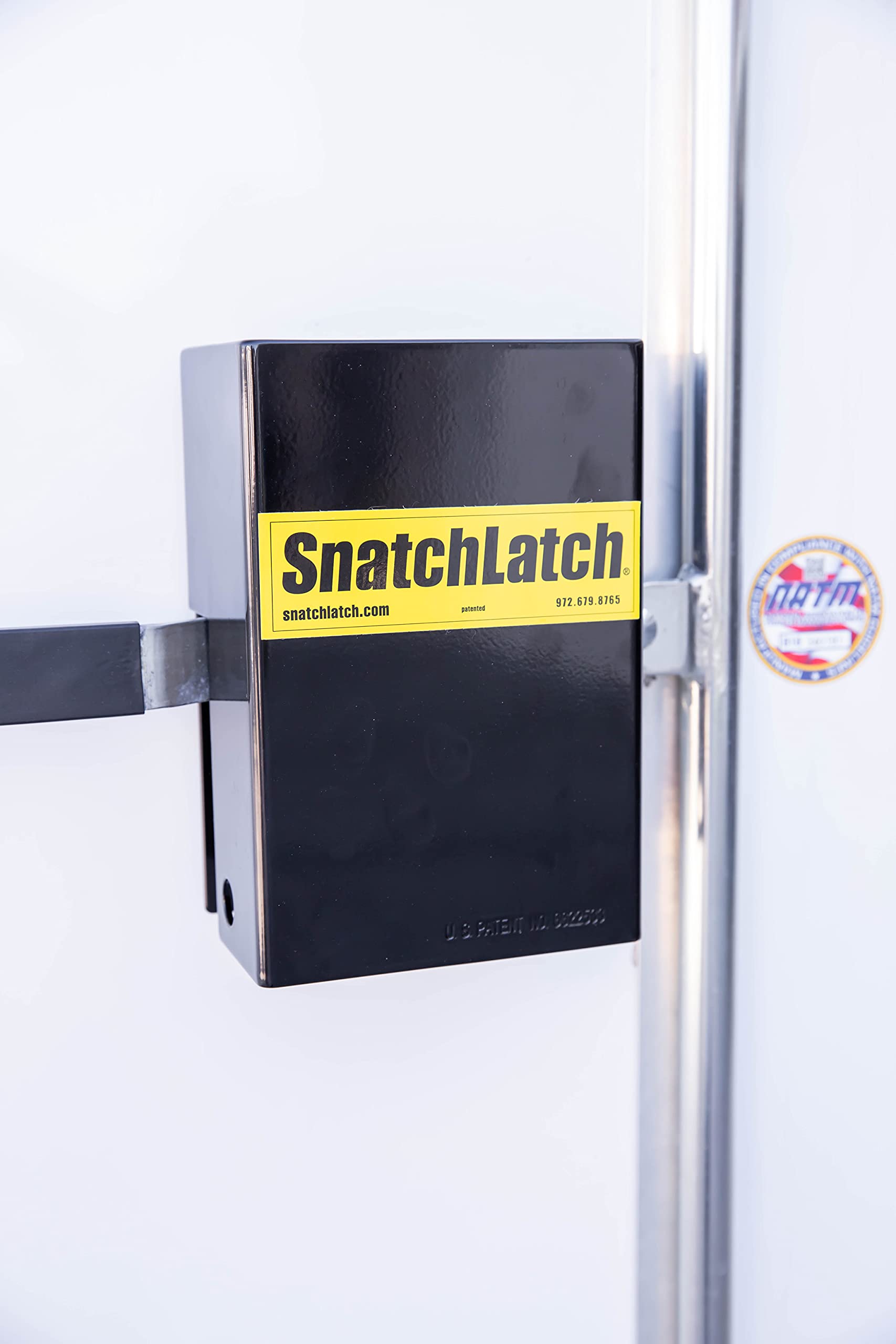 SnatchLatch — Door Lock for Heavy Duty Trailer — Anti Theft Device — for use with CAM BAR Style Latch ONLY — Utility Trailers, Locks for Trailers