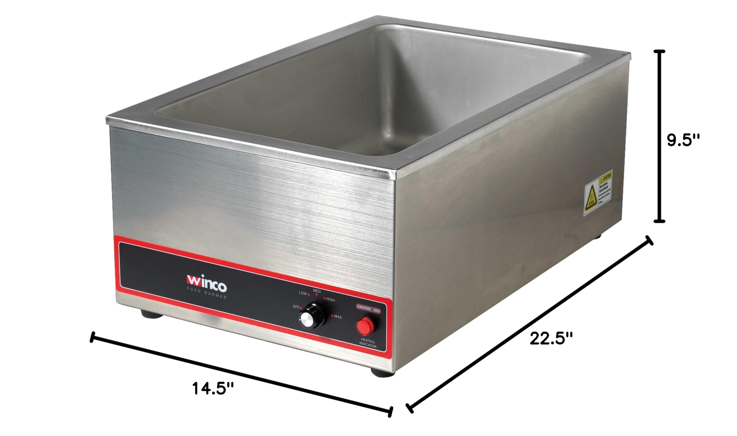 Winco FW-S500 Commercial Portable Steam Table Food Warmer 120V 1200W,Stainless Steel,Large
