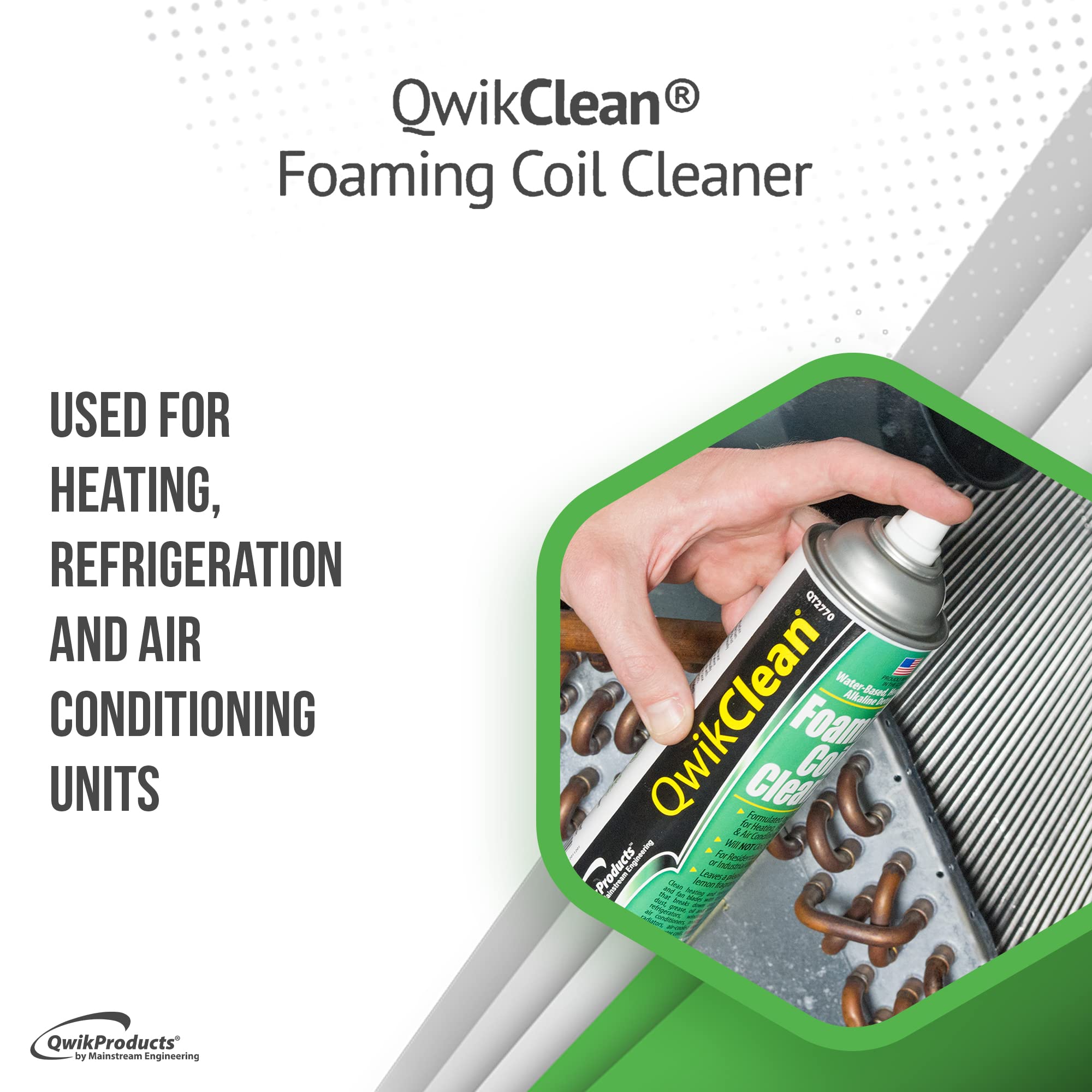 QwikProducts Foaming Coil Cleaner for AC Unit, Heating, Refrigerator, Air Conditioner No Rinse Coil Cleaner Spray Breaks Down Dirt, Dust, Grease, and Oil