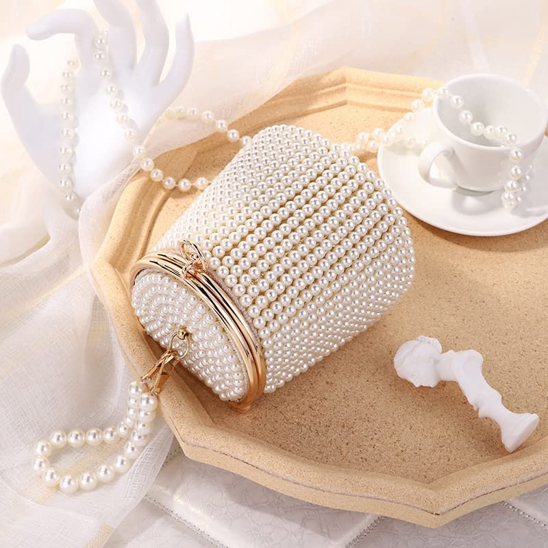 YLLWH Women Evening Bags Beading Holder Day Clutch Pearl Wedding Bridal Handbags for Party Small Purse