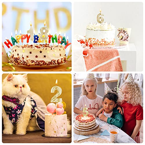 2.8inch Birthday Number Candle, 3D Candle Cake Topper Cake Numeral Candles Number Candles for Birthday, Wedding, Anniversary Parties, Celebration (Gold, 2)