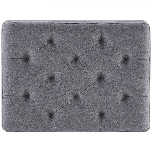 BELLEZE 24 Inch Modern Tufted Bedroom Storage Ottoman Bench, Linen Lift Top Upholstered Foam Padded Rectangular Footstool, Easy Assemble Furniture - Jay (Gray)
