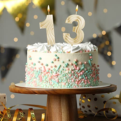 2.8inch Birthday Number Candle, 3D Candle Cake Topper Cake Numeral Candles Number Candles for Birthday, Wedding, Anniversary Parties, Celebration (Gold, 2)