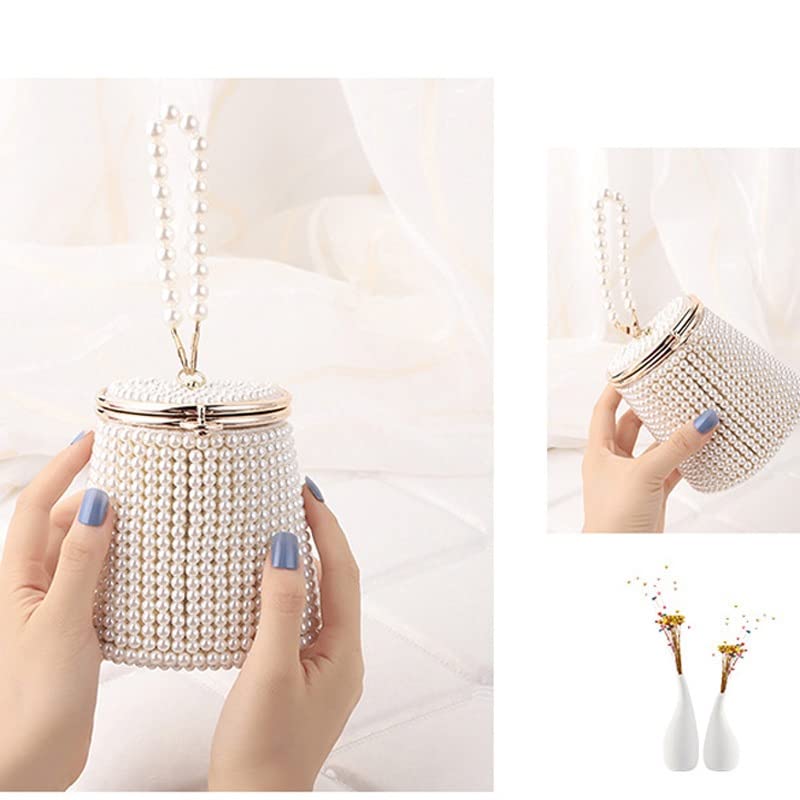YLLWH Women Evening Bags Beading Holder Day Clutch Pearl Wedding Bridal Handbags for Party Small Purse