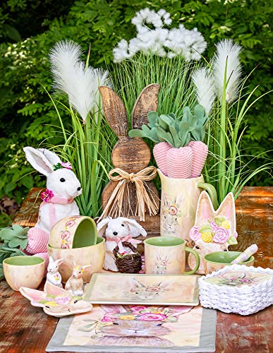 Boston International Salt and Pepper Shakers Easter Ceramic Serveware, Set of 2, Bunny Flower Crown