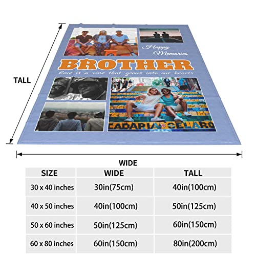 Custom Blankets with Photos, Gift for Brother, Personalized Blankets Gift for Brother, Super Soft Customized Fleece Throw Blankets