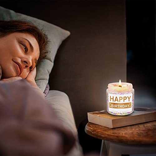 Happy Birthday Candle - Vanilla Cake Sprinkles Scented Soy Nontoxic Candles for Gift - Cool Unique Bday Gift for Women, Her, Mom, Girlfriend, Best Friend, Bday