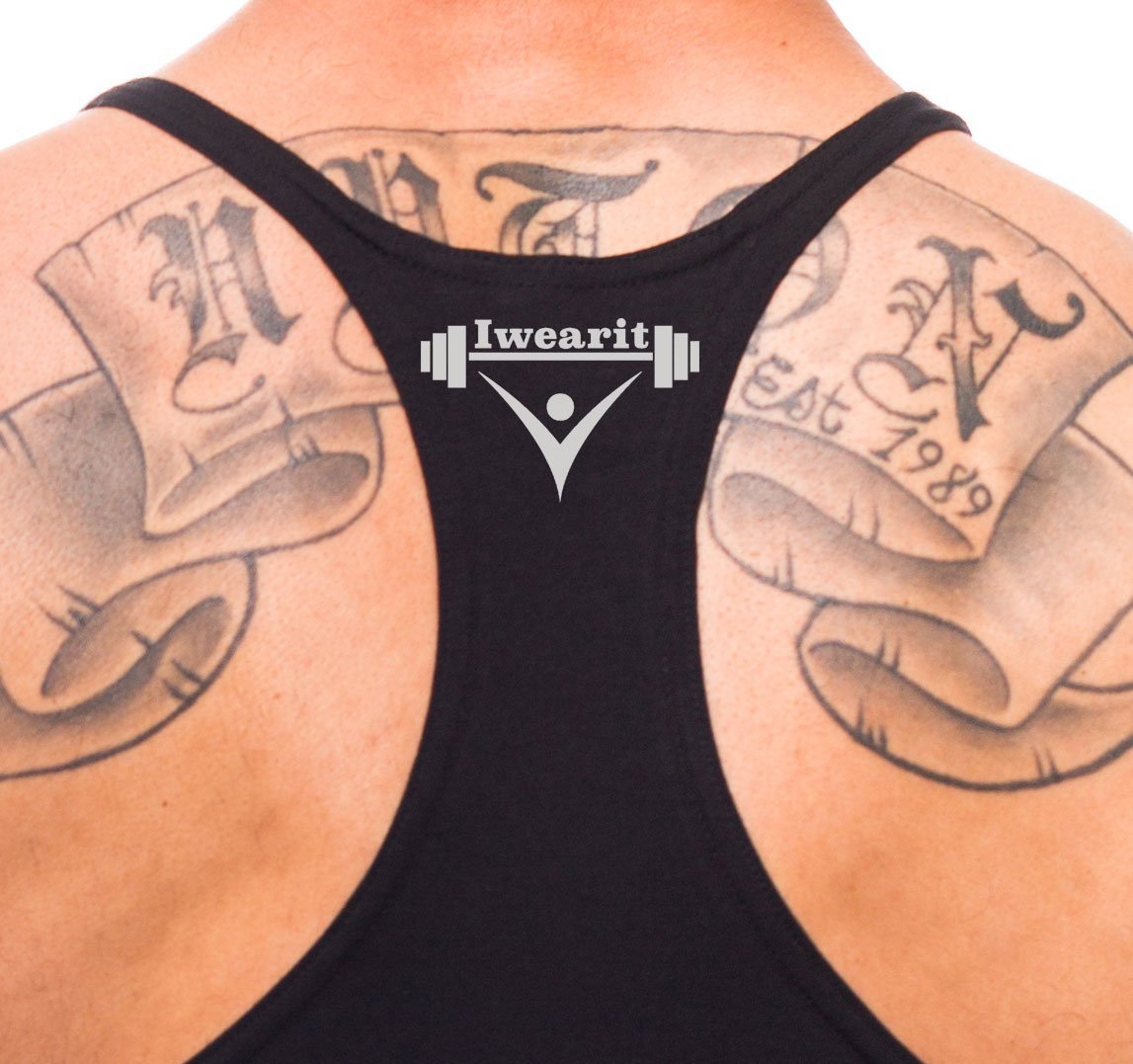 Iwearit Y-Back Muscle Tanktop M-Blk Made in USA