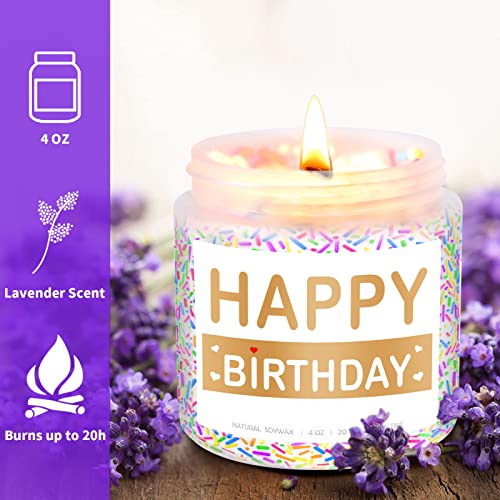 Happy Birthday Candle - Vanilla Cake Sprinkles Scented Soy Nontoxic Candles for Gift - Cool Unique Bday Gift for Women, Her, Mom, Girlfriend, Best Friend, Bday