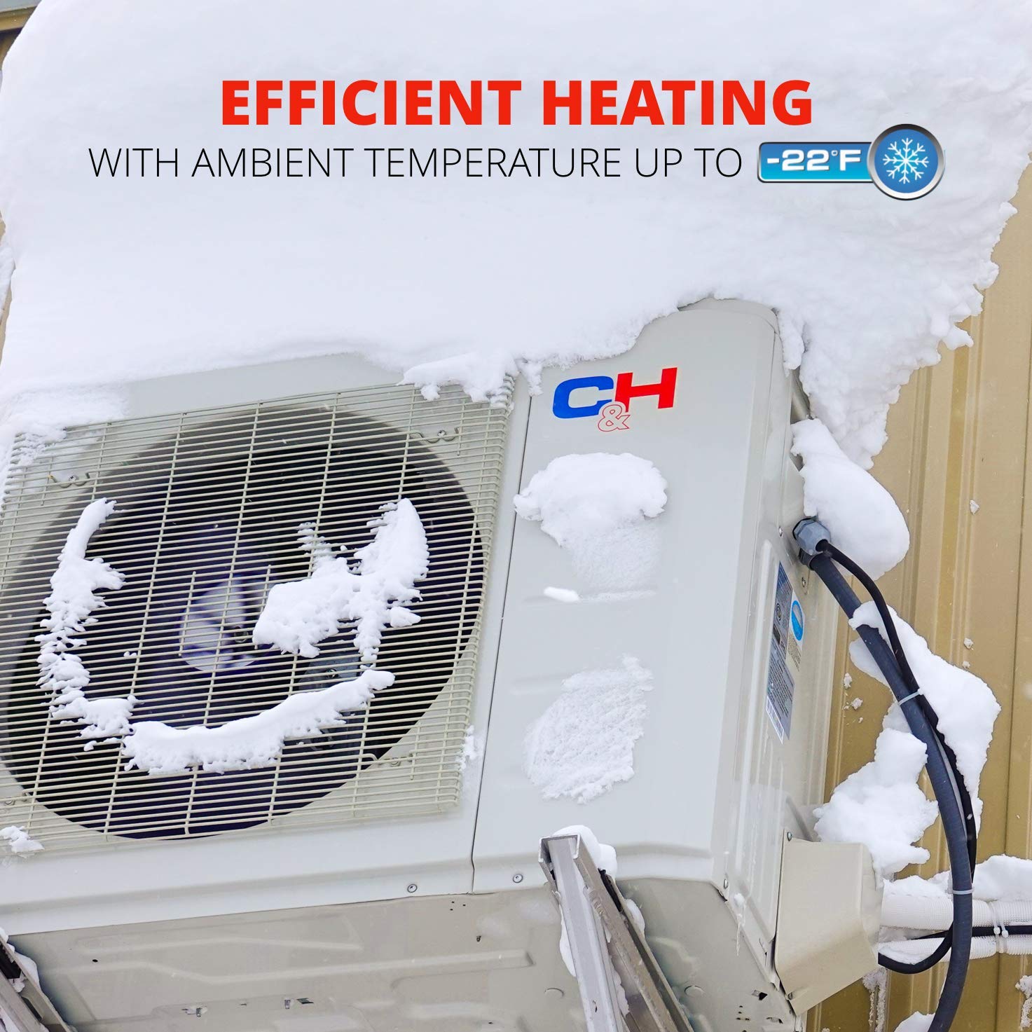 Cooper & Hunter Hyper Heat 9,000 BTU, 25 SEER Ductless Mini-Split Air Conditioners -22F Heat Pump with 16FT Copper Line Set and Communication Wires