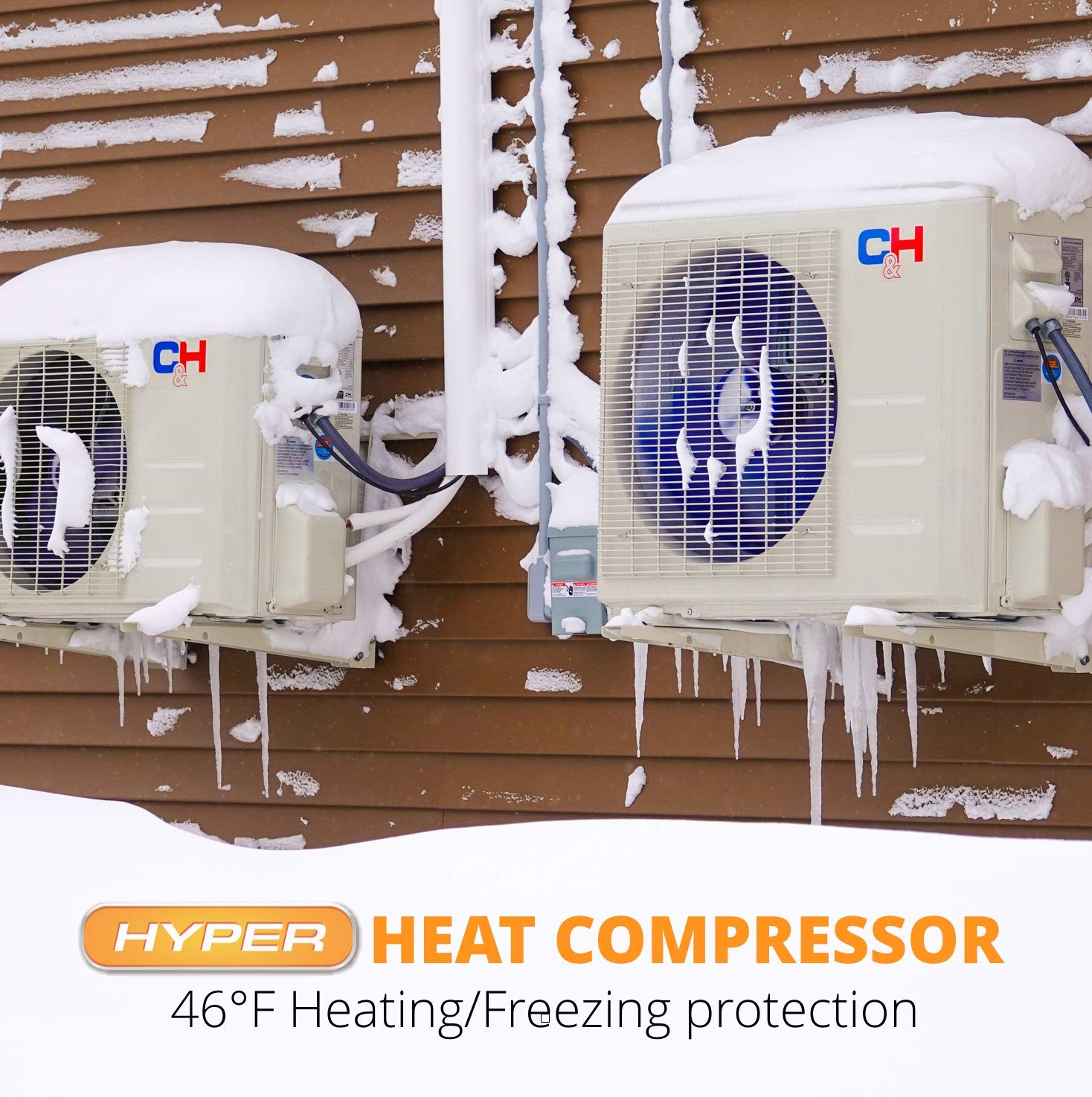 Cooper & Hunter Hyper Heat 9,000 BTU, 25 SEER Ductless Mini-Split Air Conditioners -22F Heat Pump with 16FT Copper Line Set and Communication Wires