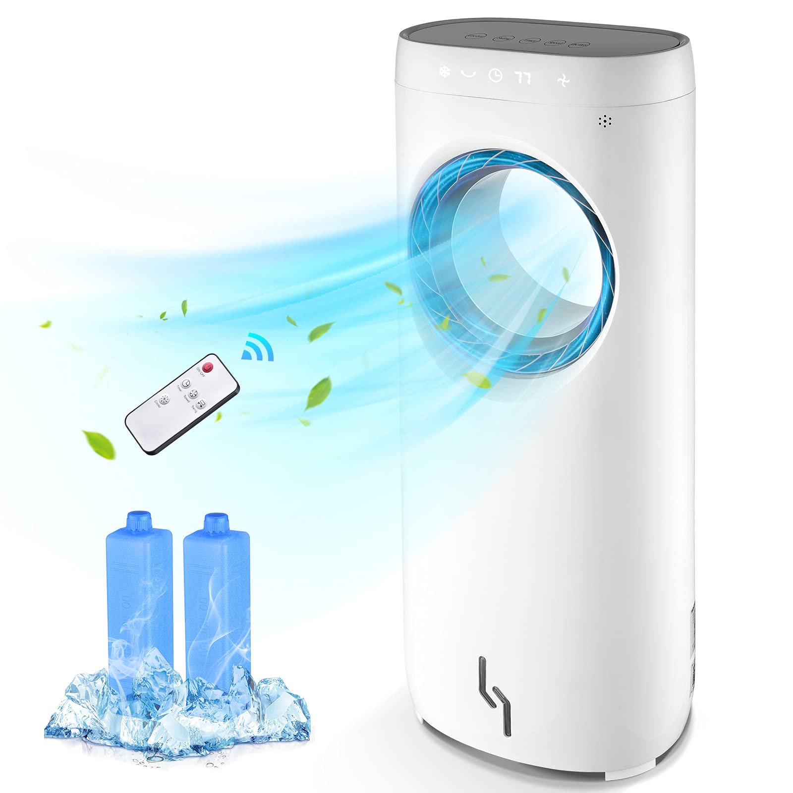 Trustech Evaporative Air Cooler, Air Cooler with Bladeless Fan Design, Cool and Humidify Function with 3 Wind Speeds, 12H Timer, Suitable for Large Room Office, Remote Control