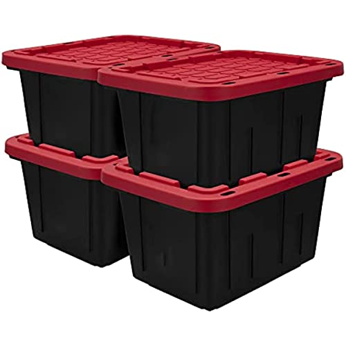 4 Pack 12 Gallon Plastic Storage Bin Tote Organizing Container With Durable Lid and Secure Latching Buckles,Plastic Storage Bin