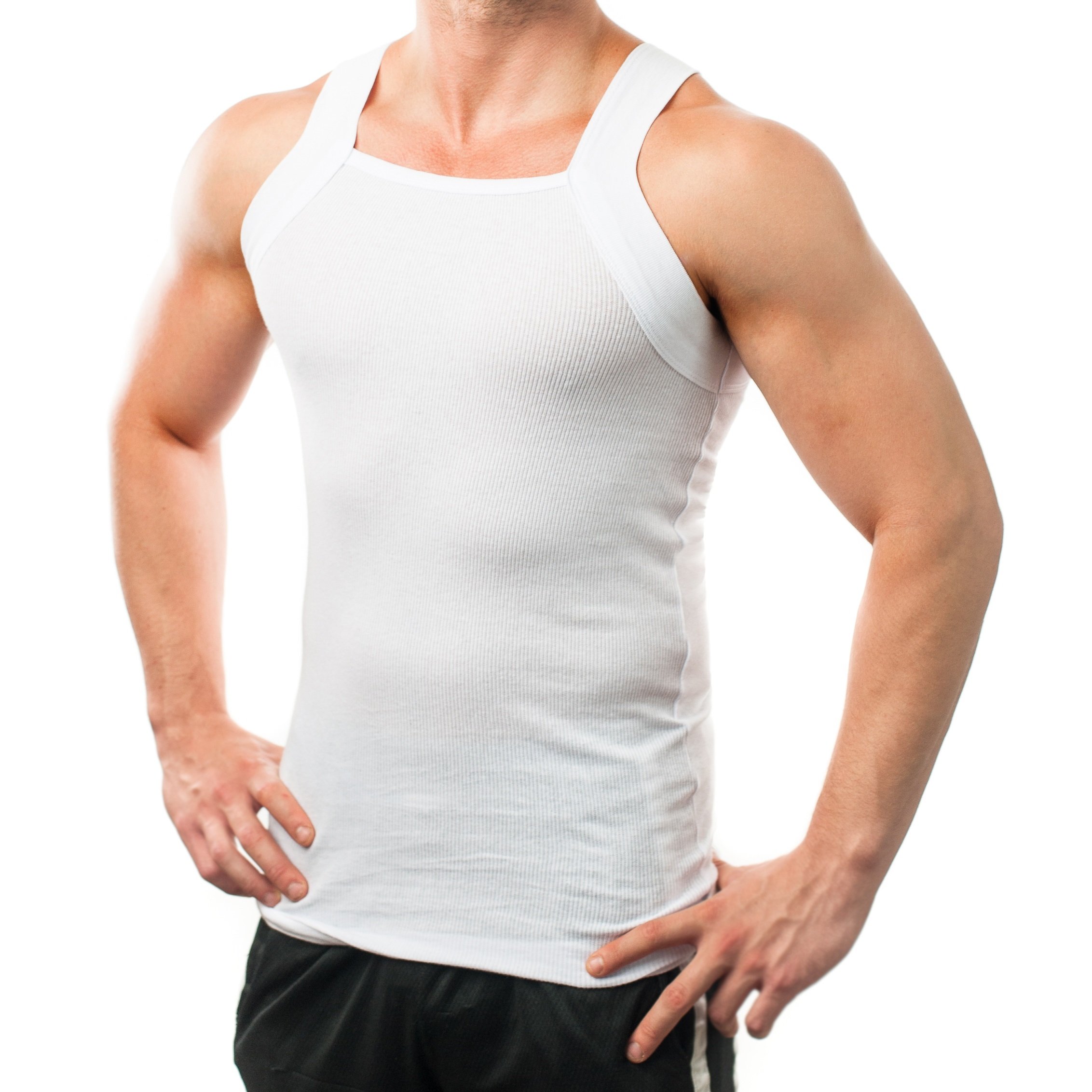 Different Touch Men's Athletic Style Tank Tops Square Cut Muscle Ribbed A-Shirts (XL, 4 Pack (Assorted))