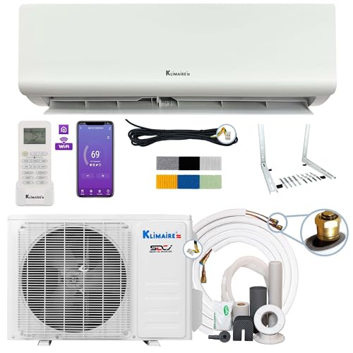Klimaire DIY 24,000 BTU 19 SEER2 Mini Split Heat Pump Air Conditioner w/ 25-ft Pre-Charged Quick-Connect Installation Kit - 230V