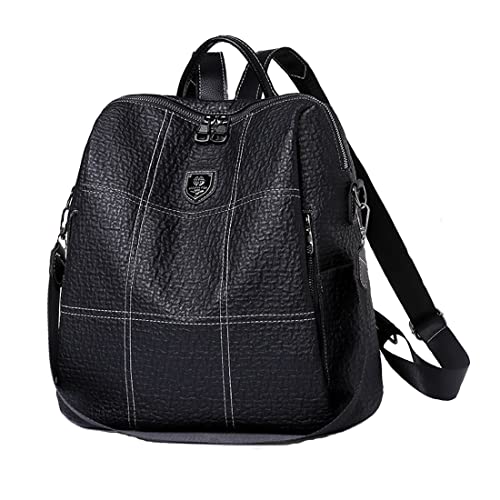 BONVEN Small Backpack for Women,Fashion Backpack Purse Faux Leather Shoulder Back Pack Bag Black
