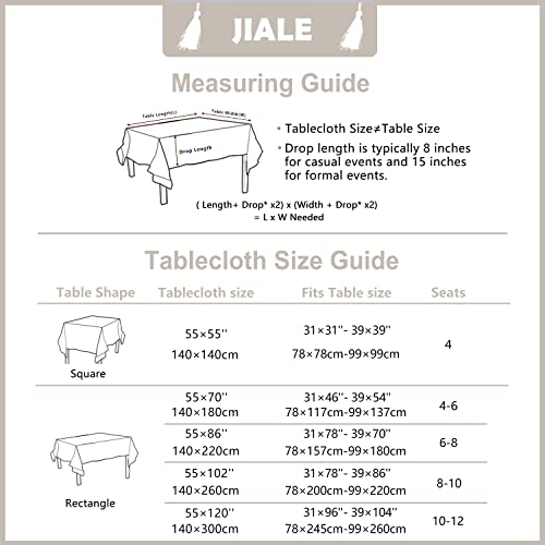 JIALE Table Cloth Rectangle Table, Heavy Duty Cotton Linen Waterproof Tablecloths Farmhouse Tablecloth, Soft and Wrinkle Free Table Cover with Tassels, 55''x 86'', 6-8 Seats