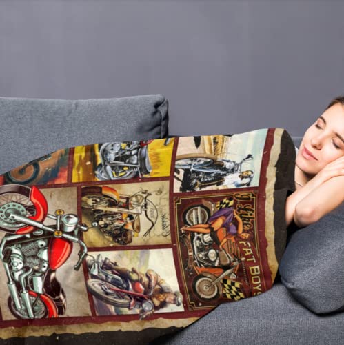 Retro Motorcycle Gift Ultra-Soft Throw Blanket 50"x40" Comfortable Gifts for Bed Sofa Dorm Decor Bedding Bedroom