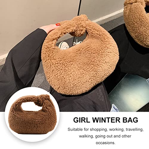 Dumpling Bag Plush Bag Clutch Purses Furry Tote Bag Bag Plush Handbag Storage Bag for Autumn Winter