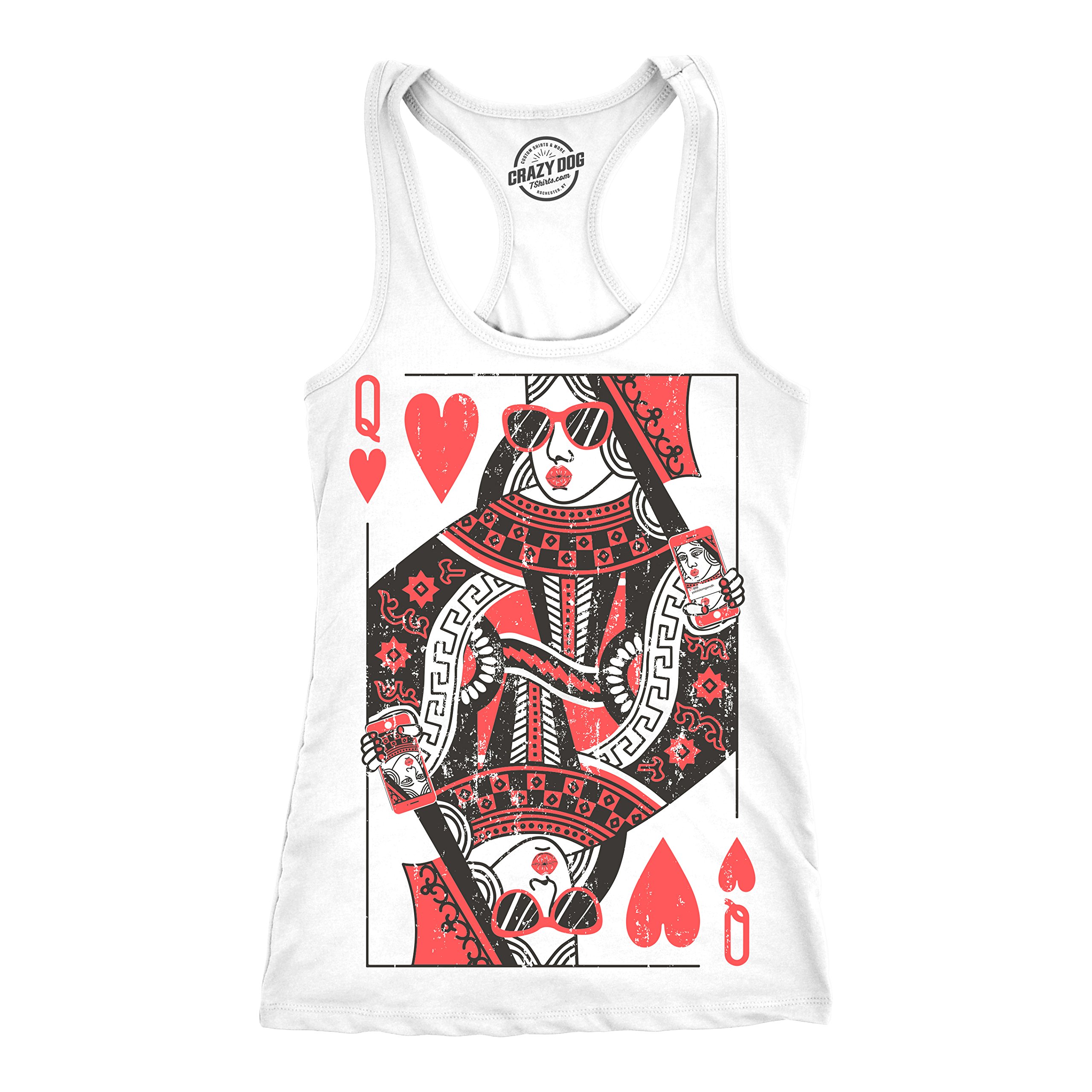 Womens Tank Queen of Hearts Tanktop Funny Vintage Graphic Cute T Shirt Ladies Funny Racerback Tank Novelty Tank Tops for Women White S