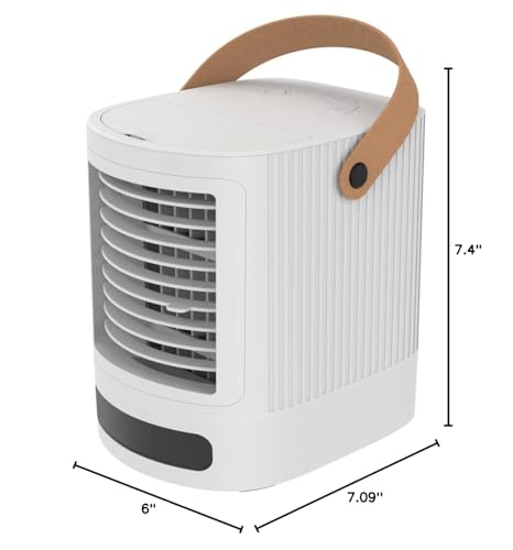 FANCOLE Mini Air Conditioner, Personal Air Cooler w/ 7-Color Night Light, 3-Level Humidify, 3 Speeds,USB Powered Evaporative Air Cooler, Small Desktop Air Conditioner Portable for Room Bedroom Office
