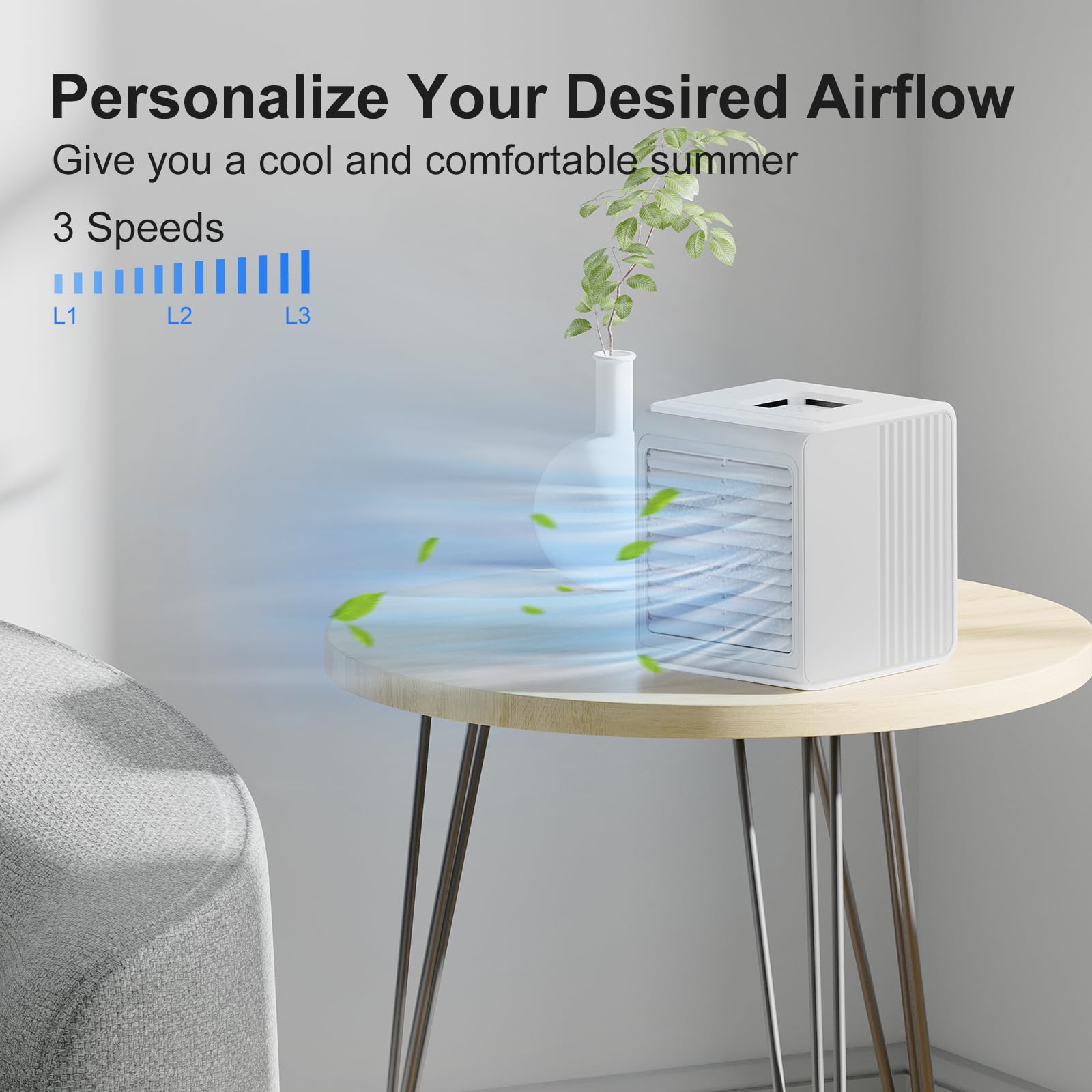 Cozzyben Mini Air Conditioner Portable Water Small USB Ac Unit Personal Evaporative Swamp Cooler Ice Fan for Desk Room Bedroom Car Camping Tent