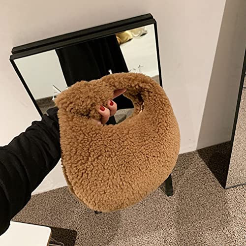 Dumpling Bag Plush Bag Clutch Purses Furry Tote Bag Bag Plush Handbag Storage Bag for Autumn Winter