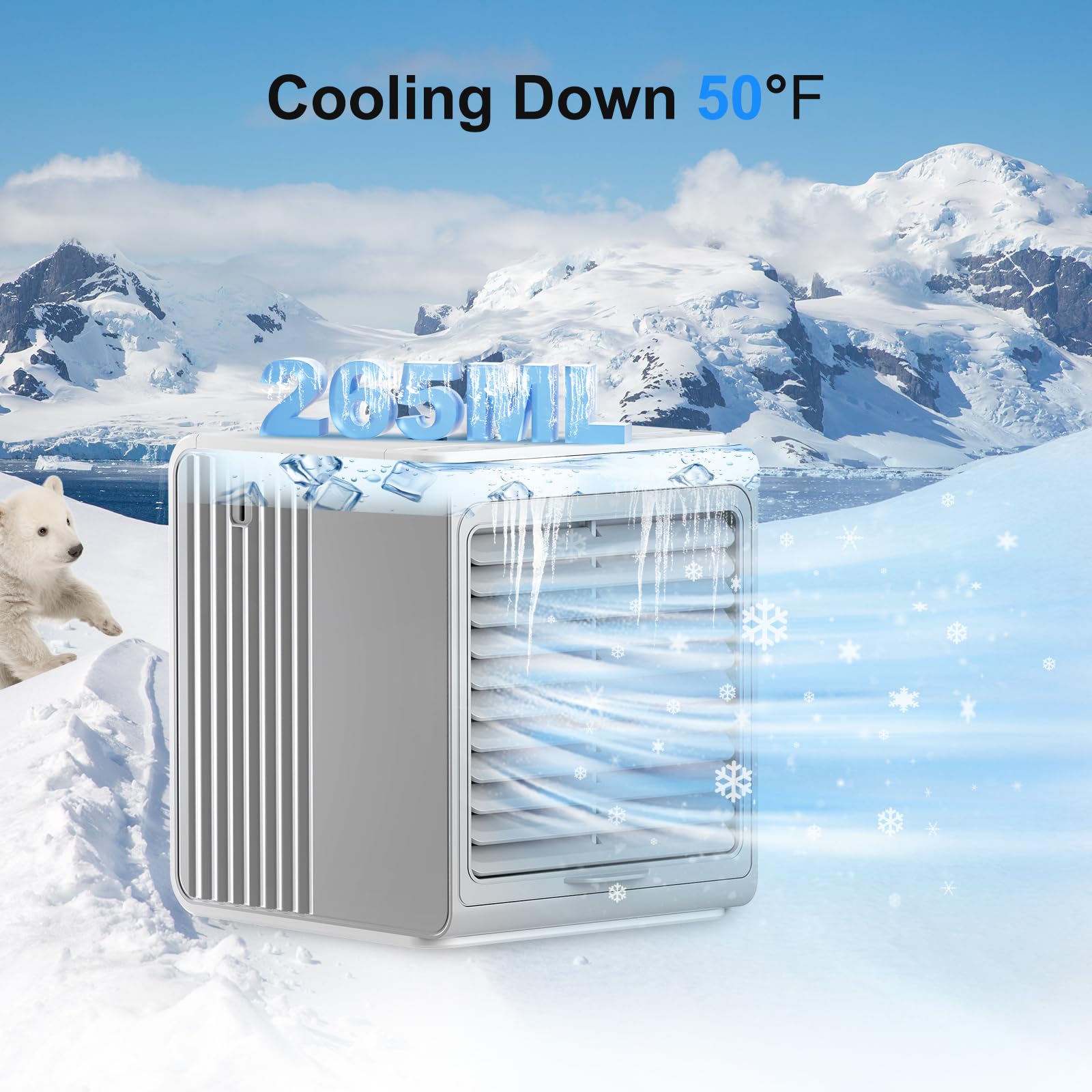 Cozzyben Mini Air Conditioner Portable Water Small USB Ac Unit Personal Evaporative Swamp Cooler Ice Fan for Desk Room Bedroom Car Camping Tent