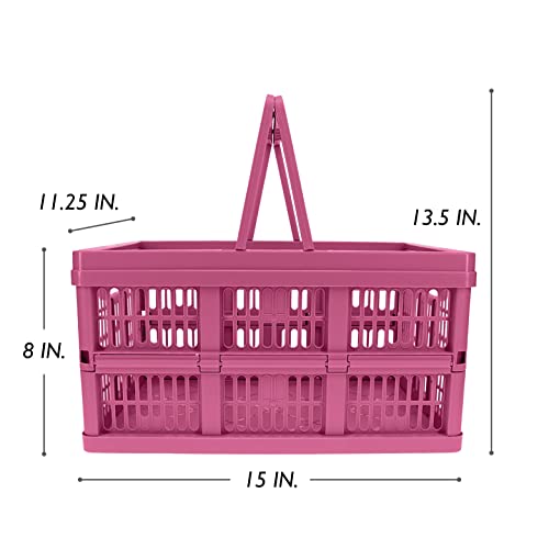 Home+Solutions 3 Piece Collapsible Basket Set - Berry Pink Plastic Containers for Multipurpose Storage