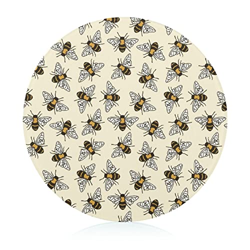 Save The Bees Printed Round Cutting Board Glass Chopping Blocks Mats Food Tray for Home Kitchen Decoration