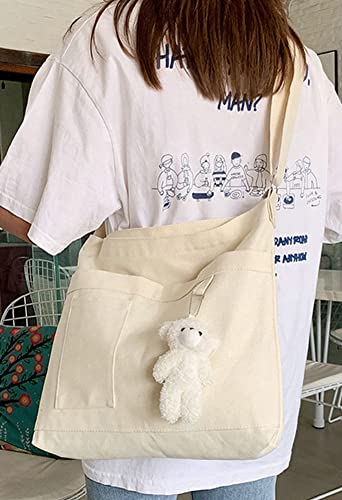 Women Retro Large Size Canvas Shoulder Bag Large Hobo Bag Canvas Crossbody Bag Messenger Tote