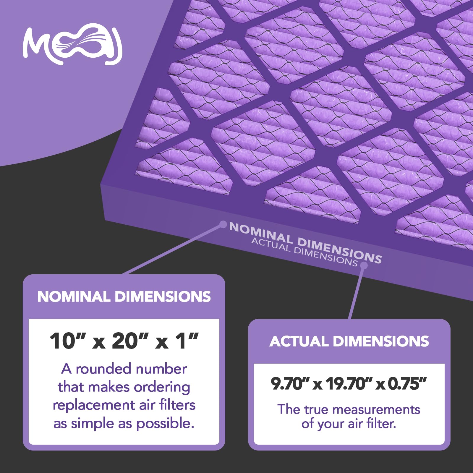 10x20x1 Air Filter (4-PACK) | MERV 8 | MOAJ Elite Dust Defense | BASED IN USA | Quality Pleated Replacement Air Filters for AC & Furnace Applications | Actual Dimensions: 9.70" x 19.70" x 0.75" in.