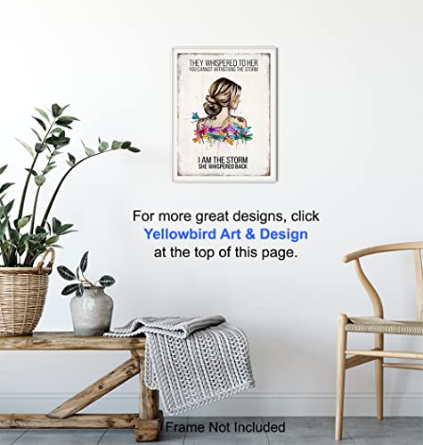Boho-chic Positive Wall Art - Encouraging Wall Decor - They Whispered to Her You Cannot Withstand The Storm - Daughter Gift - Motivation Inspiration Saying Quotes - Bedroom Wall Art for Women UNFRAMED