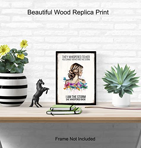 Boho-chic Positive Wall Art - Encouraging Wall Decor - They Whispered to Her You Cannot Withstand The Storm - Daughter Gift - Motivation Inspiration Saying Quotes - Bedroom Wall Art for Women UNFRAMED