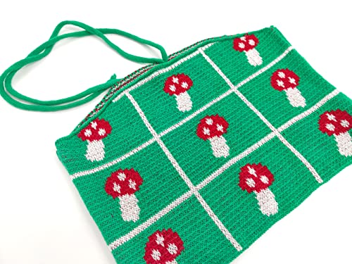 Women’s Knit Crop Tank Top Halter Neck Cute Mushroom Graphic Backless Crochet Summer Cami Top Green