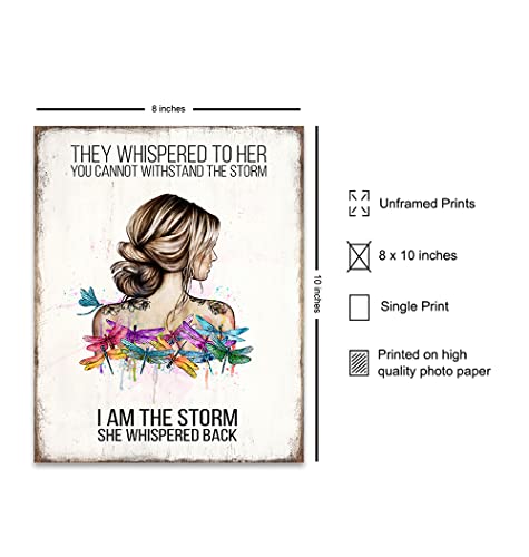 Boho-chic Positive Wall Art - Encouraging Wall Decor - They Whispered to Her You Cannot Withstand The Storm - Daughter Gift - Motivation Inspiration Saying Quotes - Bedroom Wall Art for Women UNFRAMED