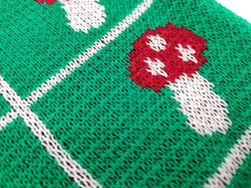 Women’s Knit Crop Tank Top Halter Neck Cute Mushroom Graphic Backless Crochet Summer Cami Top Green