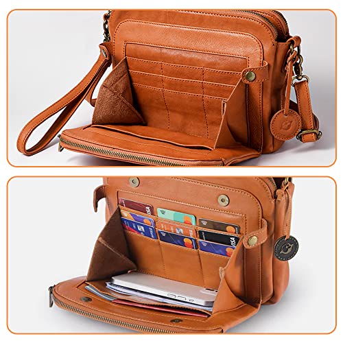 Crossbody Leather Shoulder Bags and Clutches, 2023 New Three-Layer Leather Adjustable Strap Clutch Bags for Women (Red)