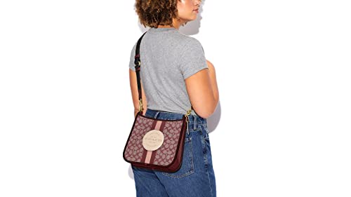 COACH Women's Dempsey File Crossbody Shoulder Bag (Signature Jacquard - Stripe - Patch - Wine)