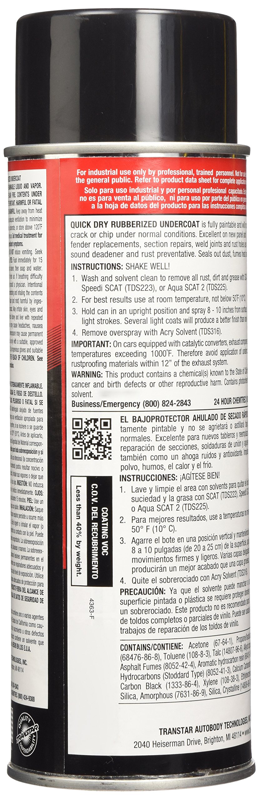 TRANSTAR (4363-F) Quick Dry Rubberized Undercoating - 17.75 oz. Aerosol