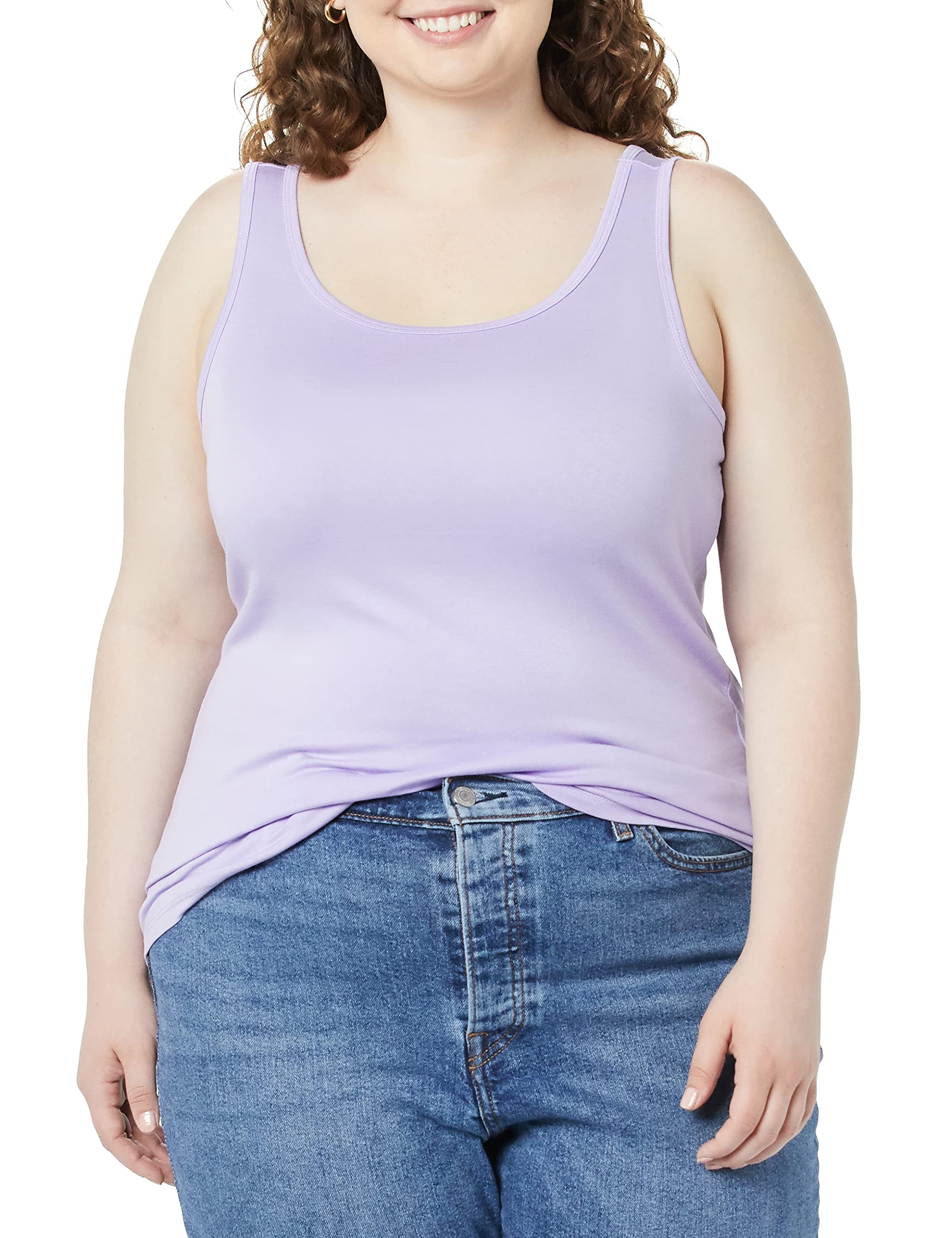 Amazon Essentials Women's Plus Size Tank Top, Pack of 2, Black/Lavender, 3X