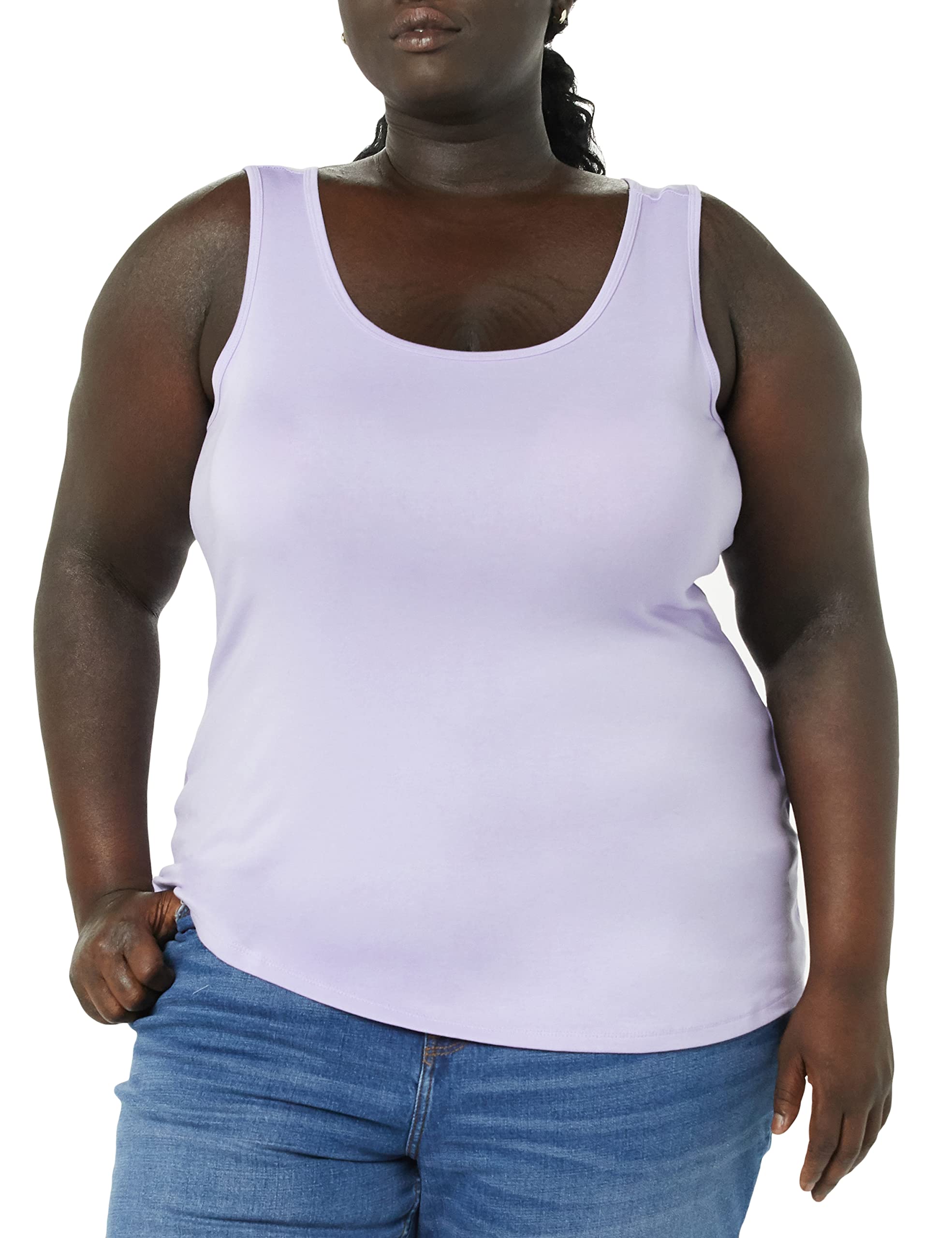 Amazon Essentials Women's Plus Size Tank Top, Pack of 2, Black/Lavender, 3X