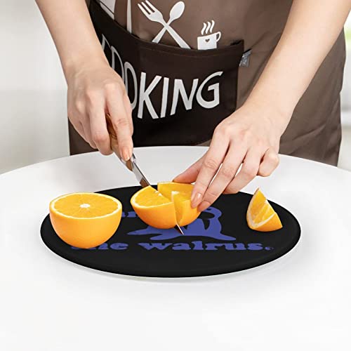 I Am The Walrus Printed Round Cutting Board Glass Chopping Blocks Mats Food Tray for Home Kitchen Decoration