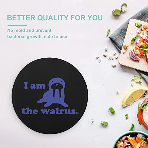 I Am The Walrus Printed Round Cutting Board Glass Chopping Blocks Mats Food Tray for Home Kitchen Decoration