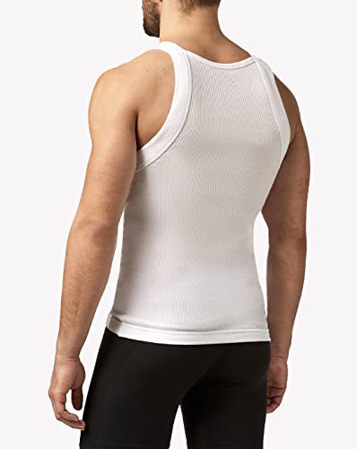 Papi Men's 3-Pack Cotton Square Neck Tank Top, White, X-Large