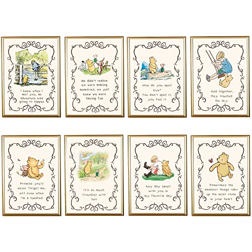 Unbala Classic Winnie Wall Decor Pooh Bear Quotes Prints Pattern A, 5x7 Inch Adorable For Baby Shower Decorations Nursery Art Birthday Centerpiece