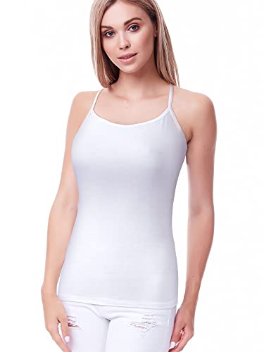 Geyoga 6 Pcs Women Camisoles Y Back Basic Cami Spaghetti Strap Tank Tops Workout Clothes for Girls Stretch Yoga Undershirt (L)