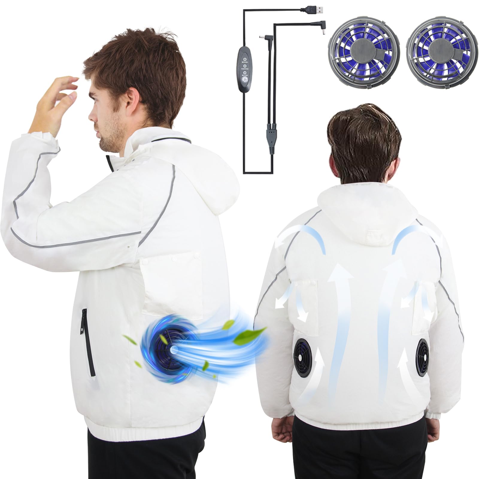Leetye Mei Fan Jacket Air Conditioned Jacket, Fan Jacket for Women Men With 3 Speed Adjustable Cooling Jacket (2XL)