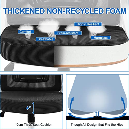 Yaheetech Ergonomic Mesh Office Chair, High Back Desk Chair with with flip-up Armrests, Adjustable Padded Headrest Computer Chair with Lumbar Support for Home Oiffce Game Room, White/Black