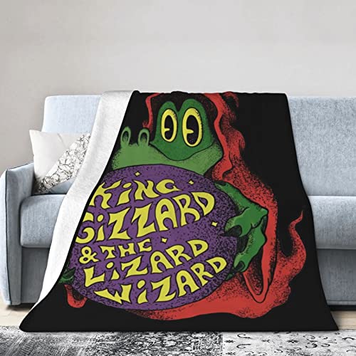King Music Gizzard and Lizard and Wizard Comfortable and Warm Super Soft Blanket for Home Decoration Anti-Fleece Flannel Blanket, Suitable for Adults and Children 50"x40"
